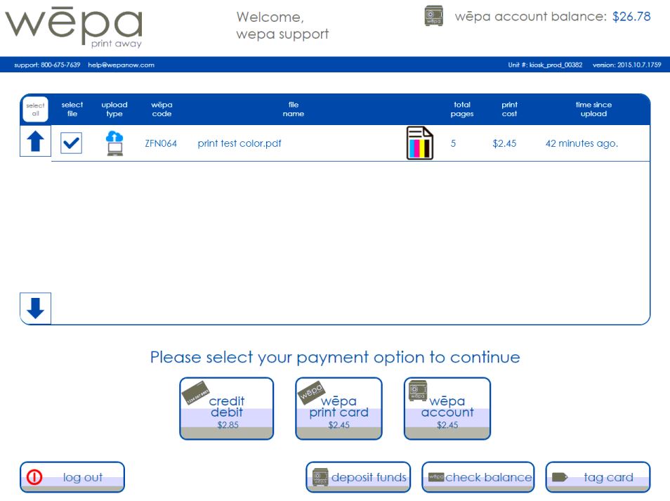 Print using wēpa Code at Print Station | wepa Support